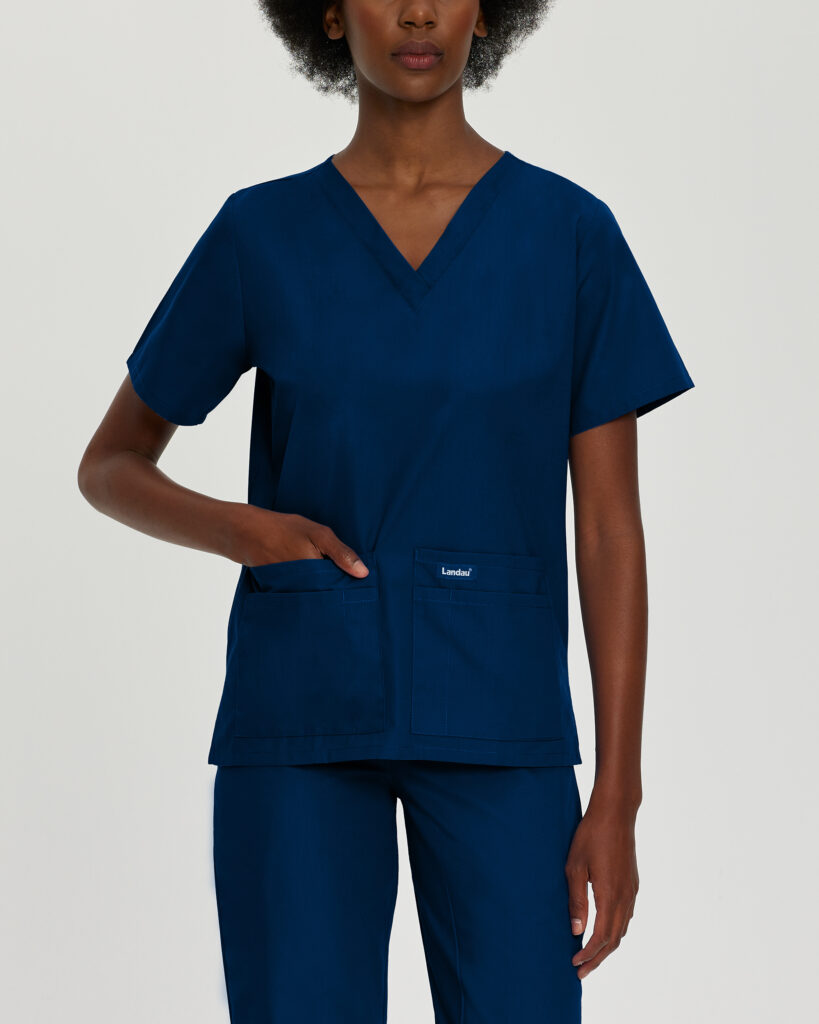 Landau Ladies 2 Pocket Scrub Top – #8219CADV | Central Uniforms